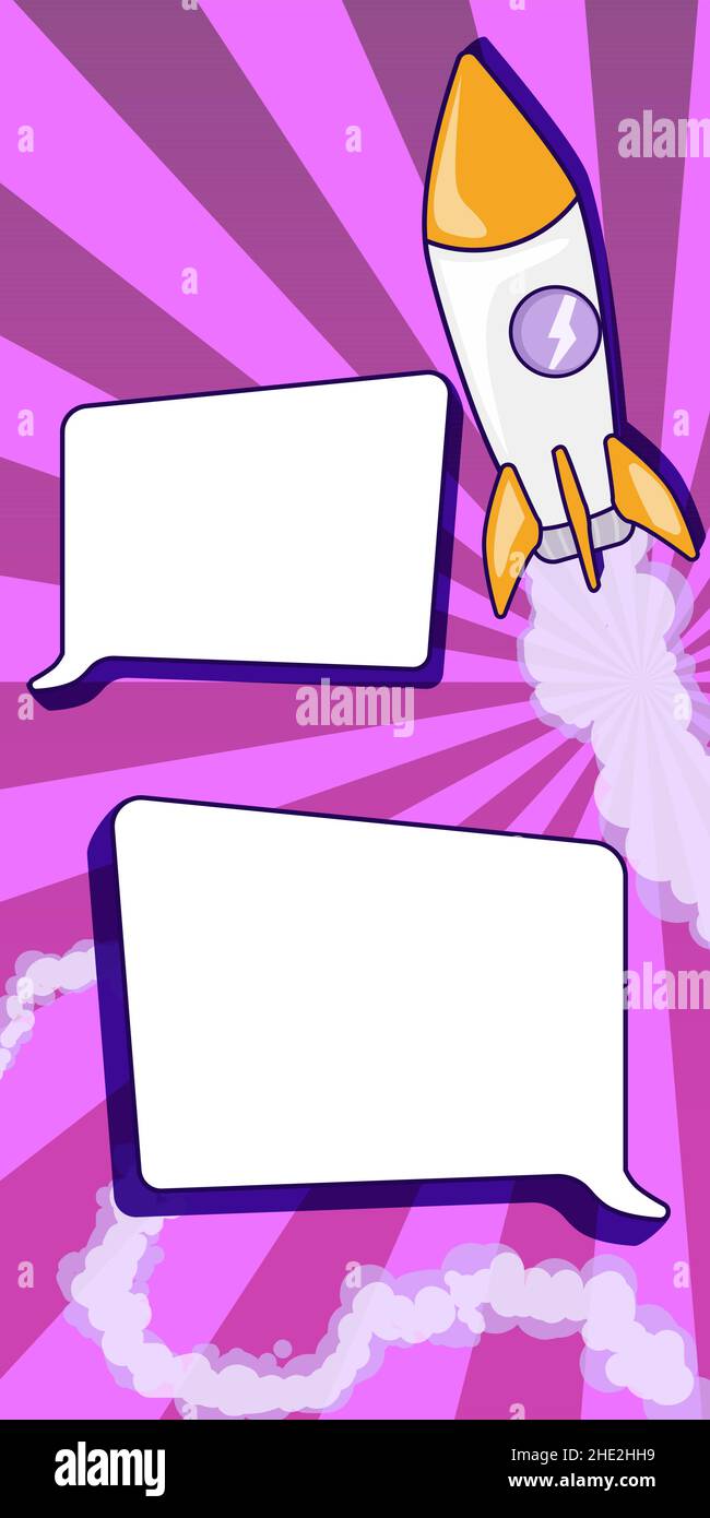 Rocket Ship Launching Fast Straight Up To The Outer Space. Spaceship ...