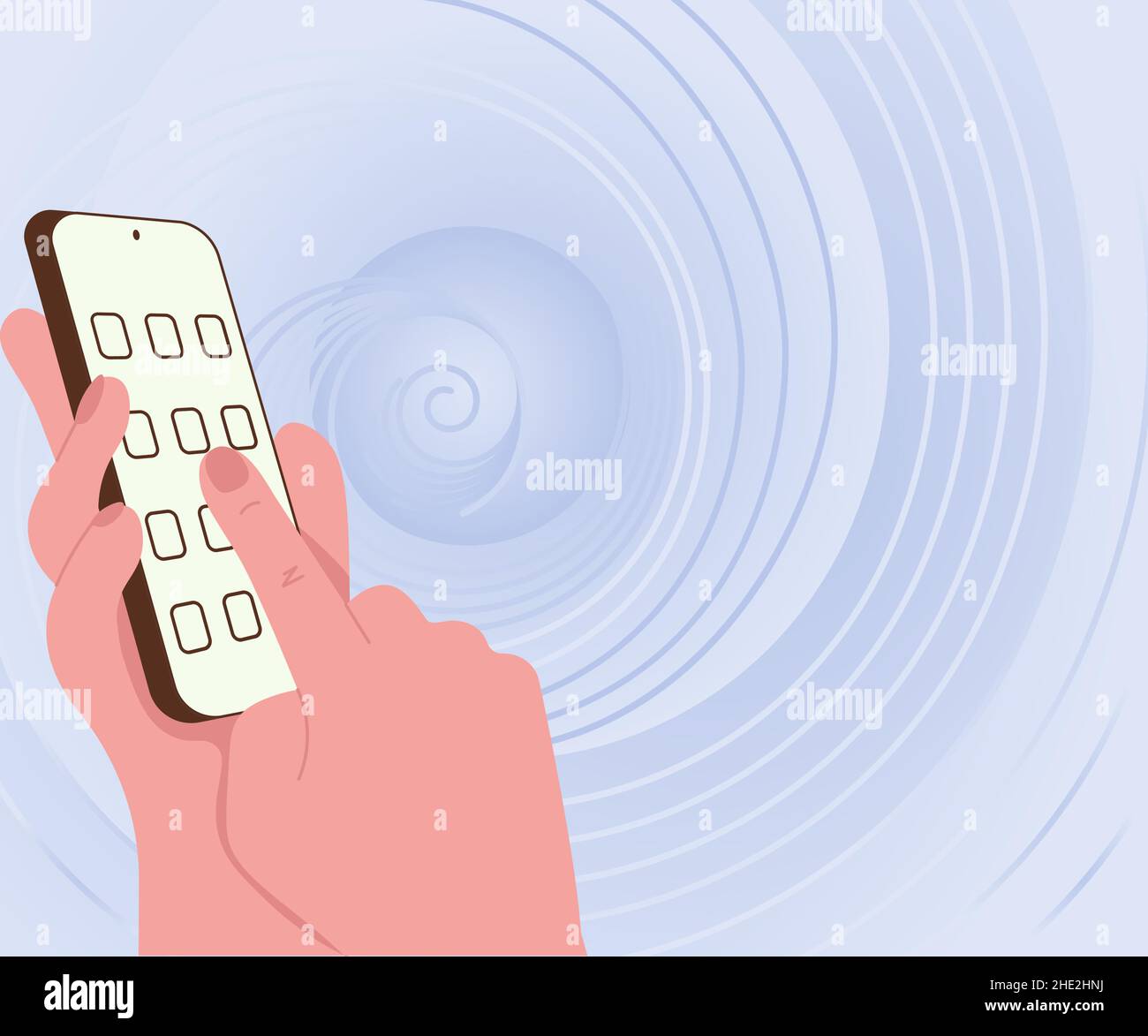 Hands Holding Mobile Phone Pressing Application Button. Palms Hold ...