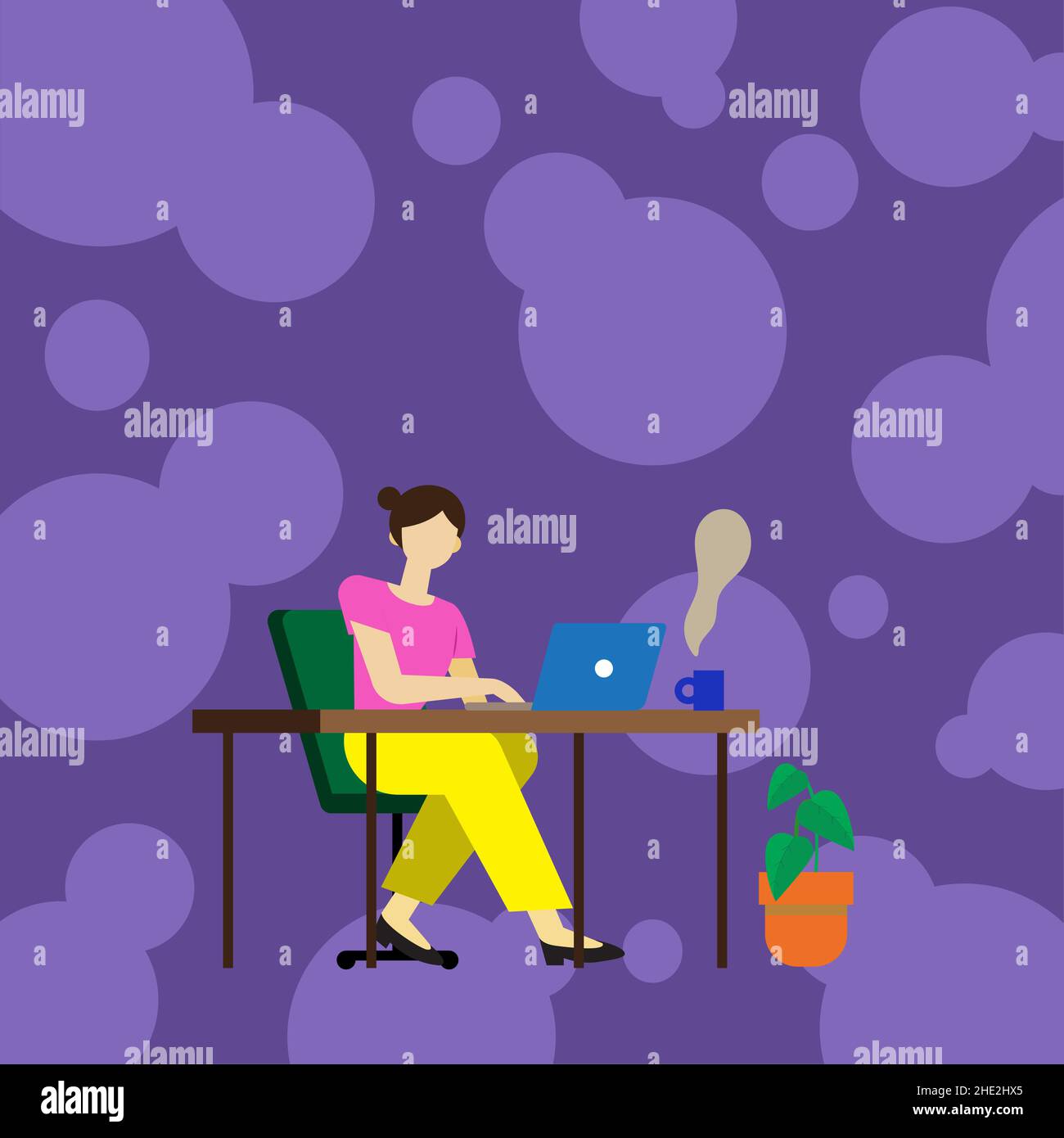 Woman typing computer back view Stock Vector Images - Alamy