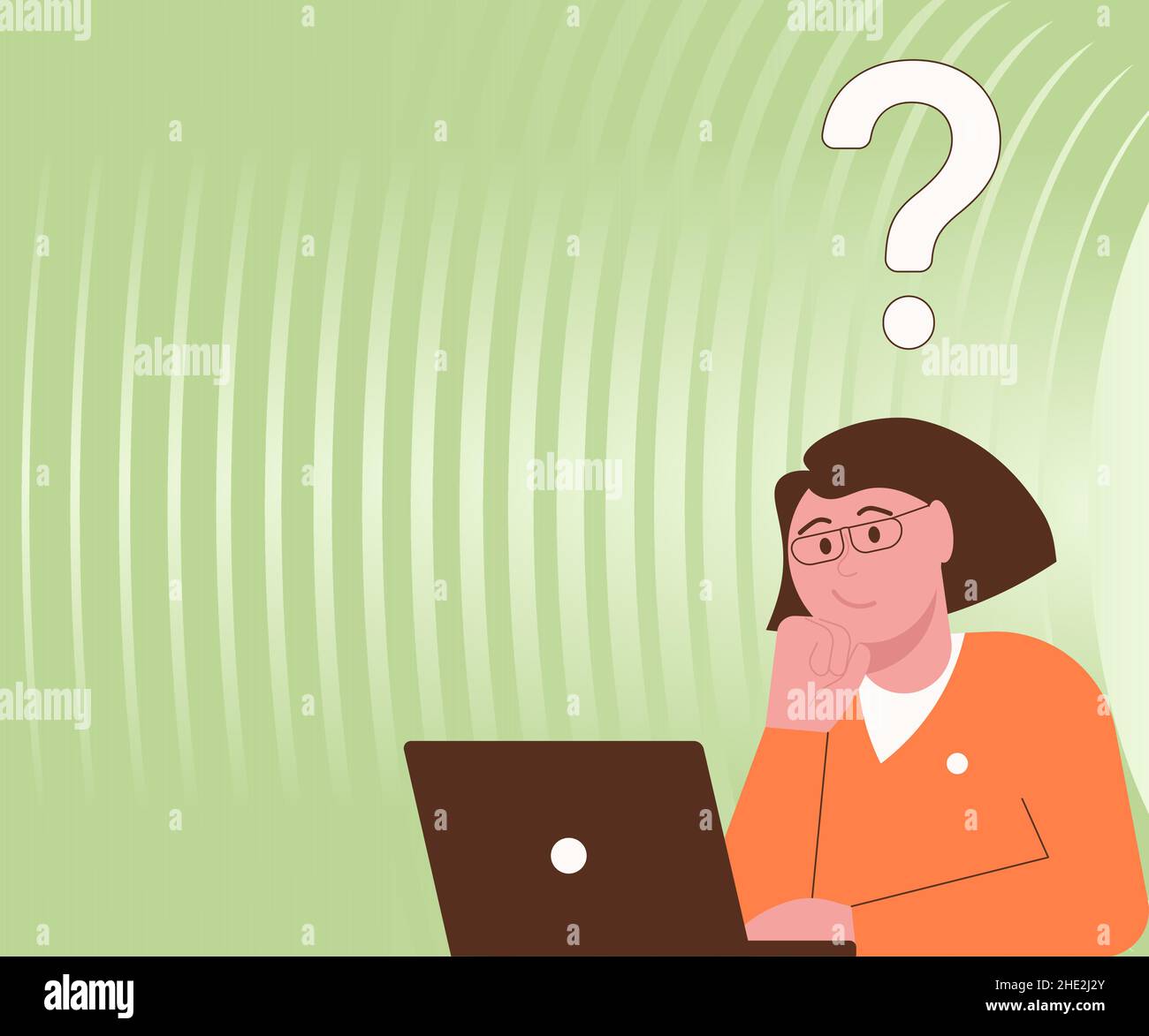 Lady Drawing Brainstorming New Solutions Surrounded With Question Marks ...