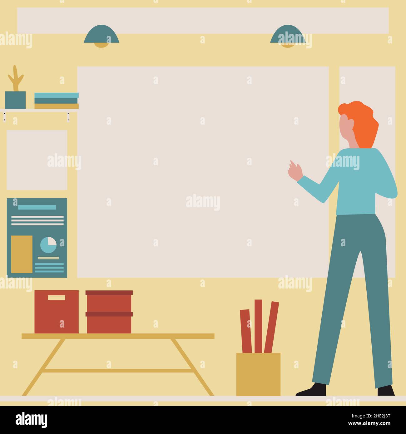 Businesswoman Wearing Casual Standing Firmly Alone Presenting Charts ...