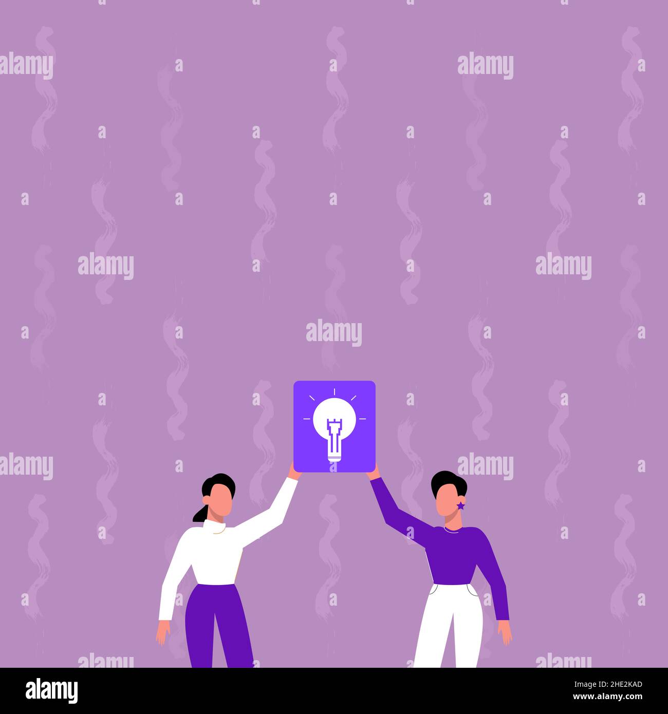 Two Colleagues Holding Lamp Presenting New Achievement Reached ...