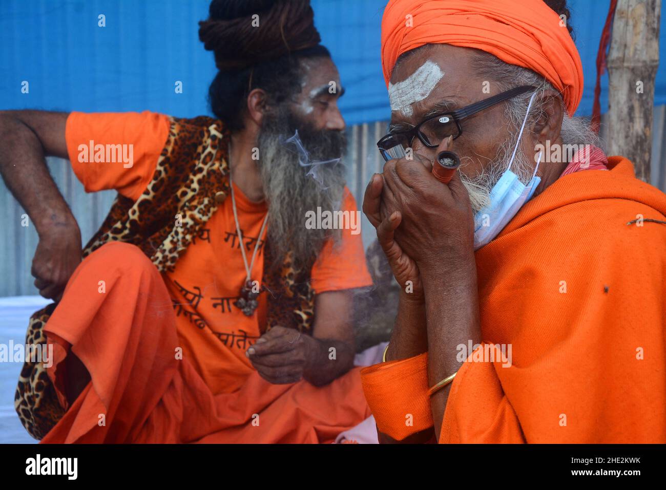 Sagar, India. 8th Jan 2022. Every year many Sadhus from all over India ...