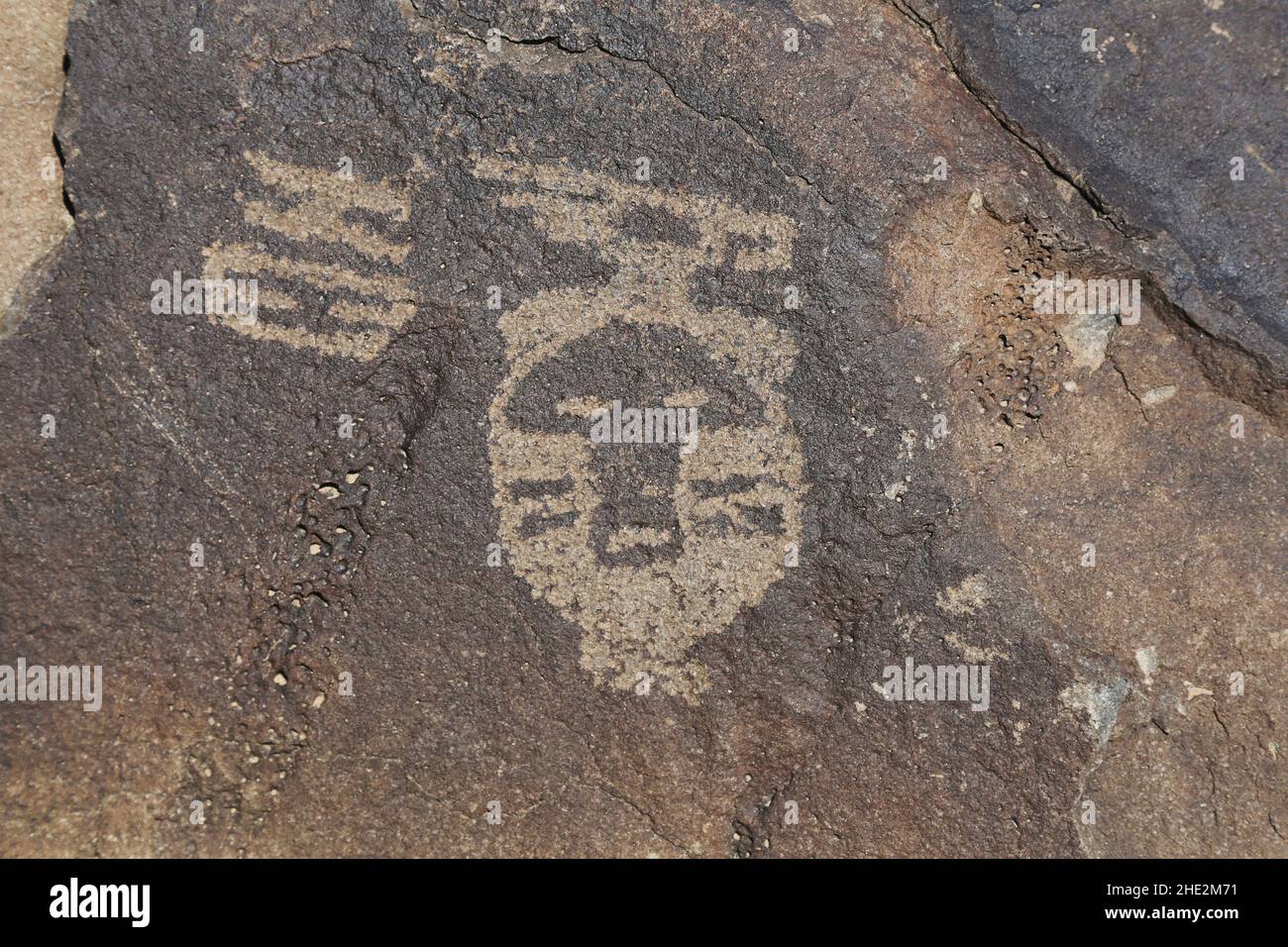 Rock texture with old pictograms - ancient historical wall Stock Photo ...