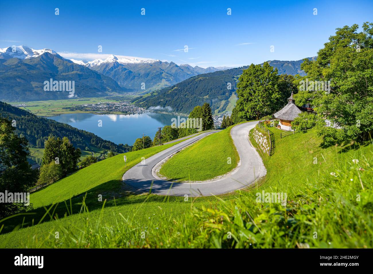Impressive mountain road in Zell am See, in the background the Zeller ...
