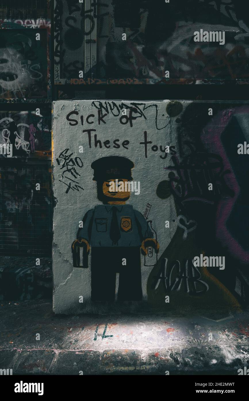 Vertical shot of street graffiti on a building in Melbourne, Australia ...