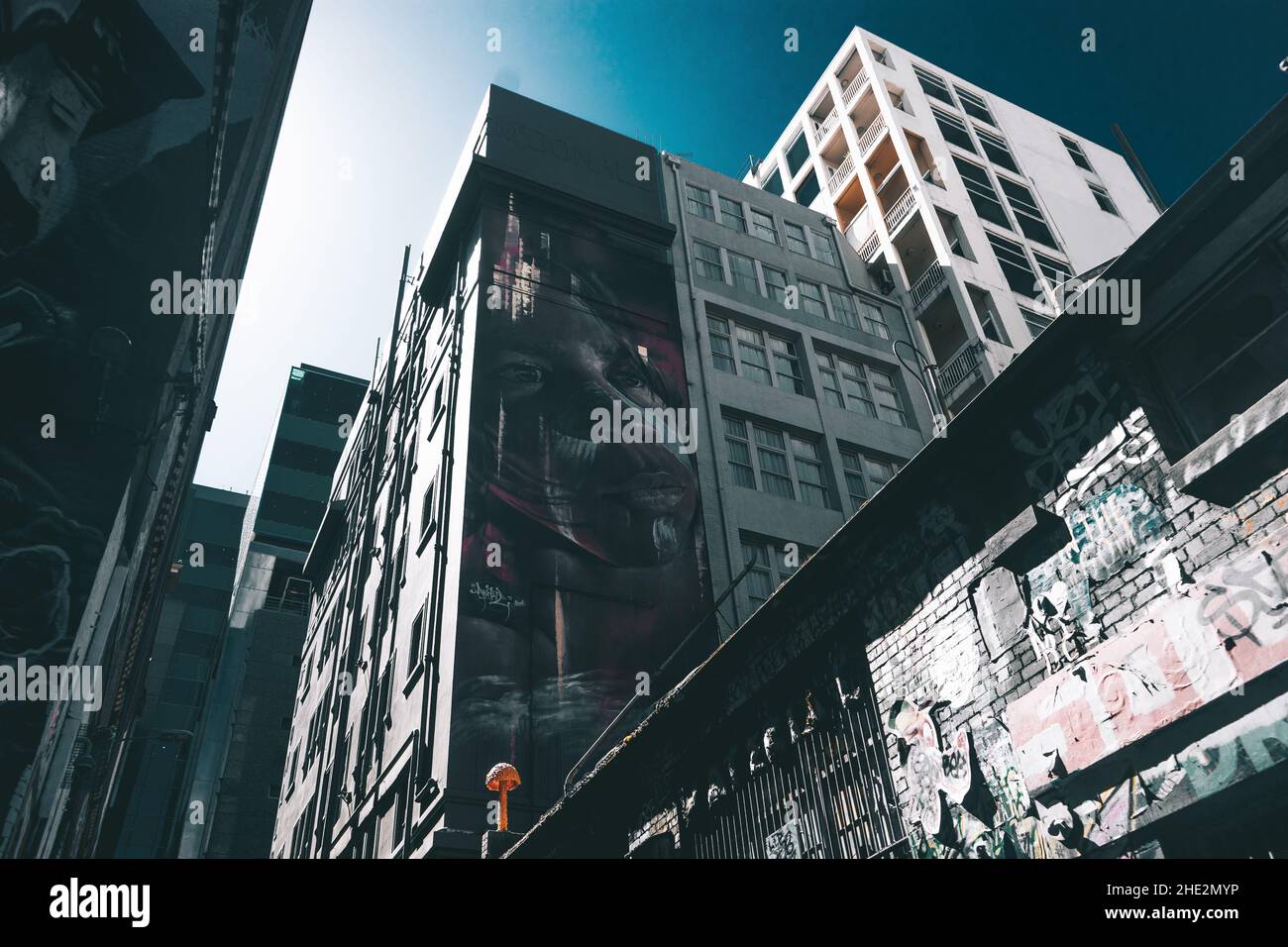 Low angle shot of street graffiti on a building in Melbourne, Australia ...