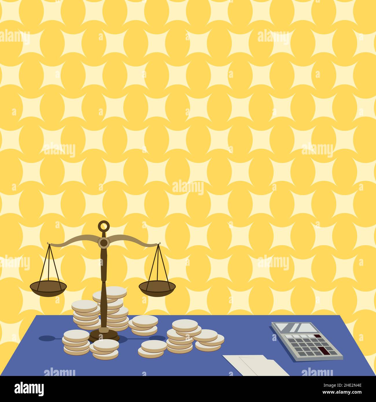 Balance Scale Surrounded By Coins Calculator Counting Financial ...