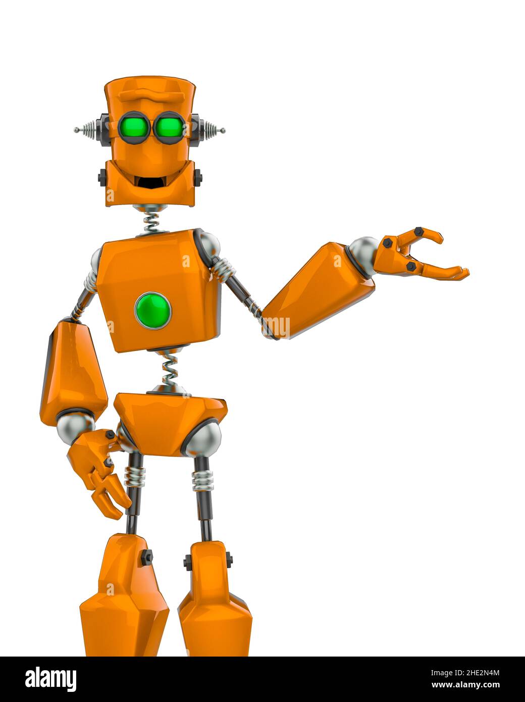 funny robot cartoon in a white background, 3d illustration Stock Photo ...