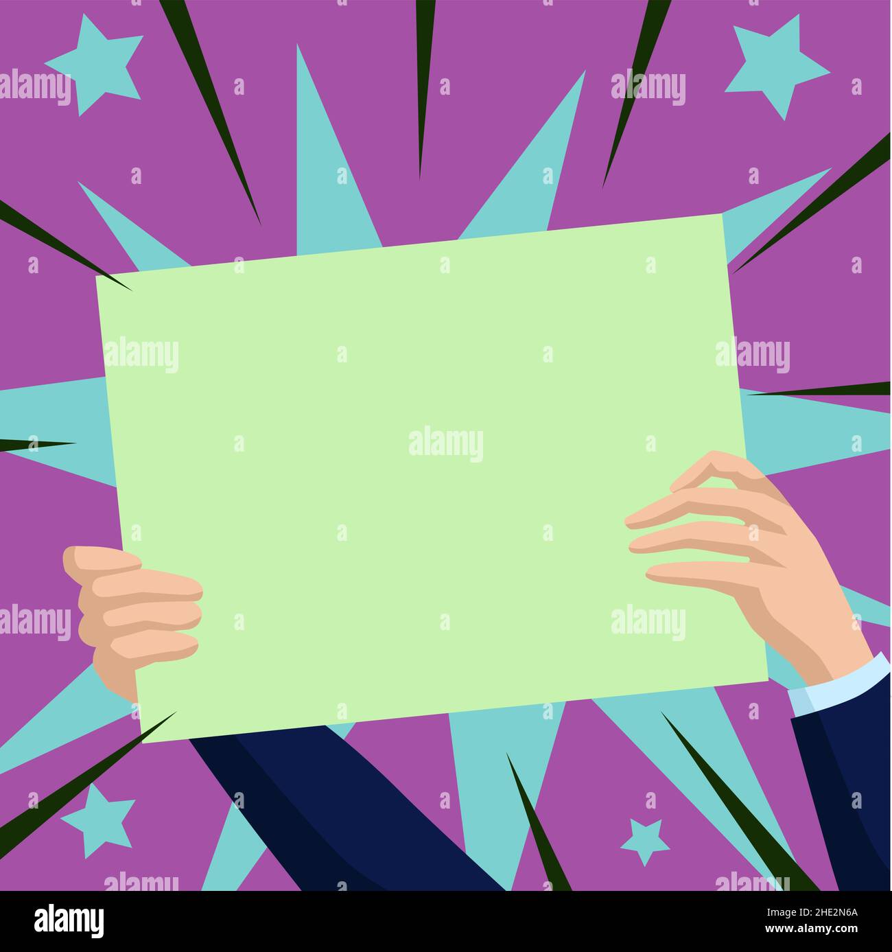 Hands Holding Paper Showing New Ideas Surrounded With Stars. Palms ...