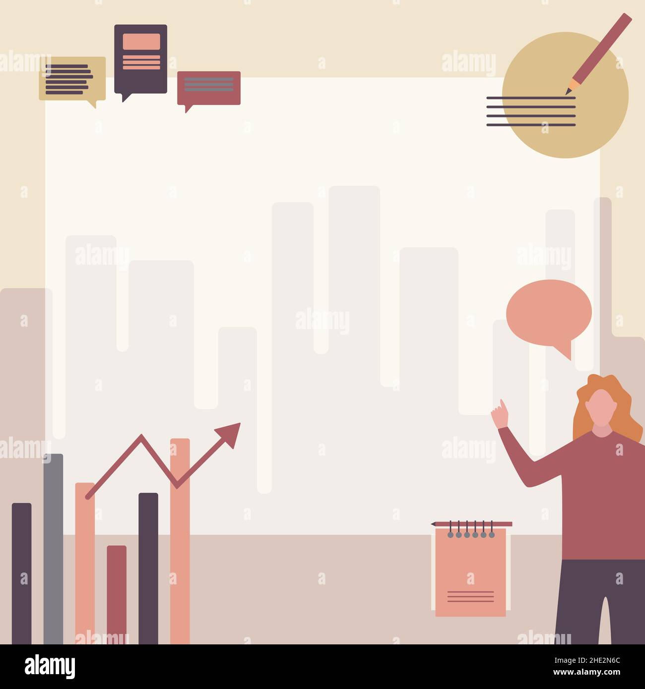 Businesswoman Wearing Casual Standing Firmly Alone Presenting Charts ...