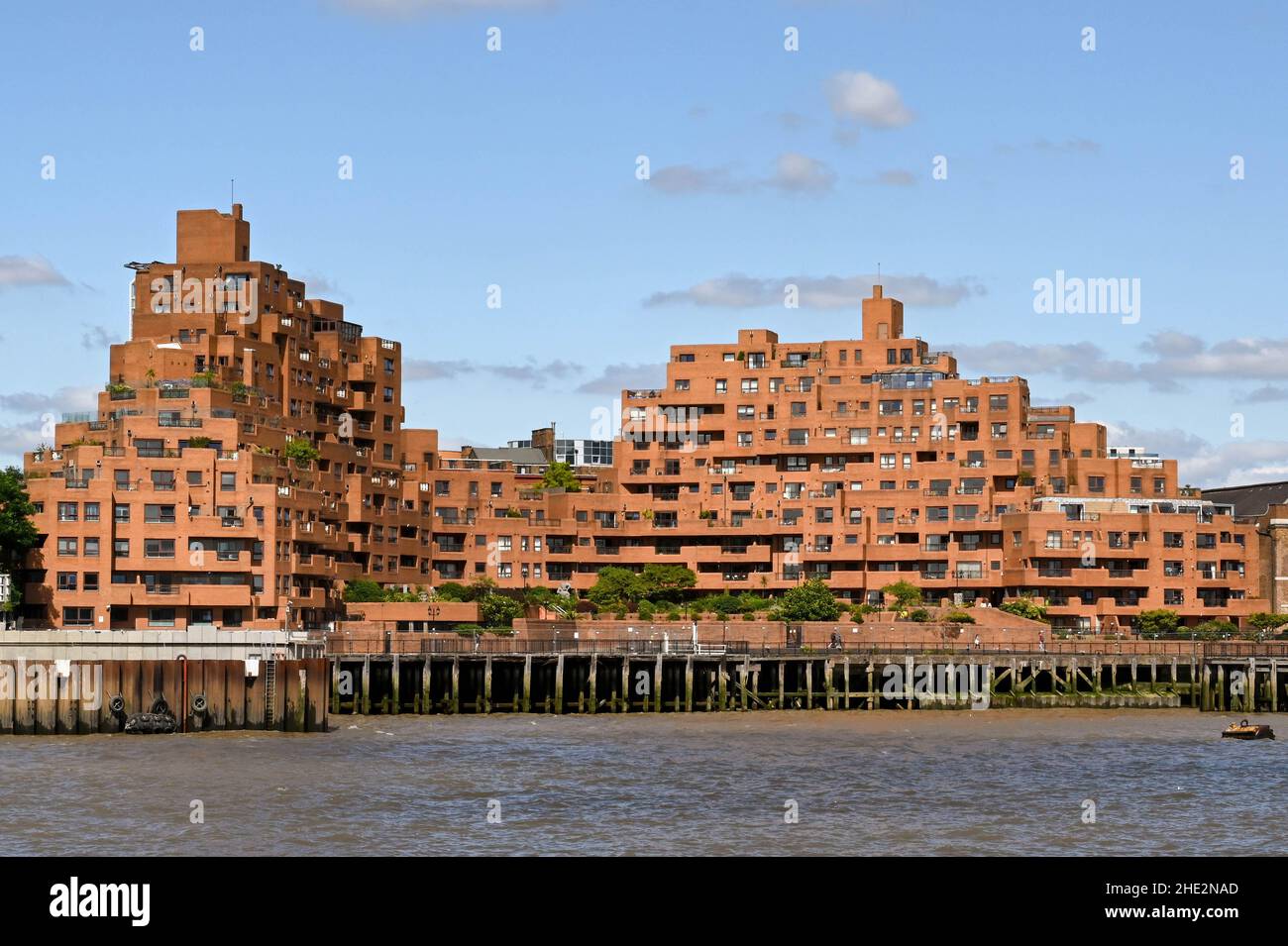 London, England - June 2021: Exterior view of apartment blocks ...