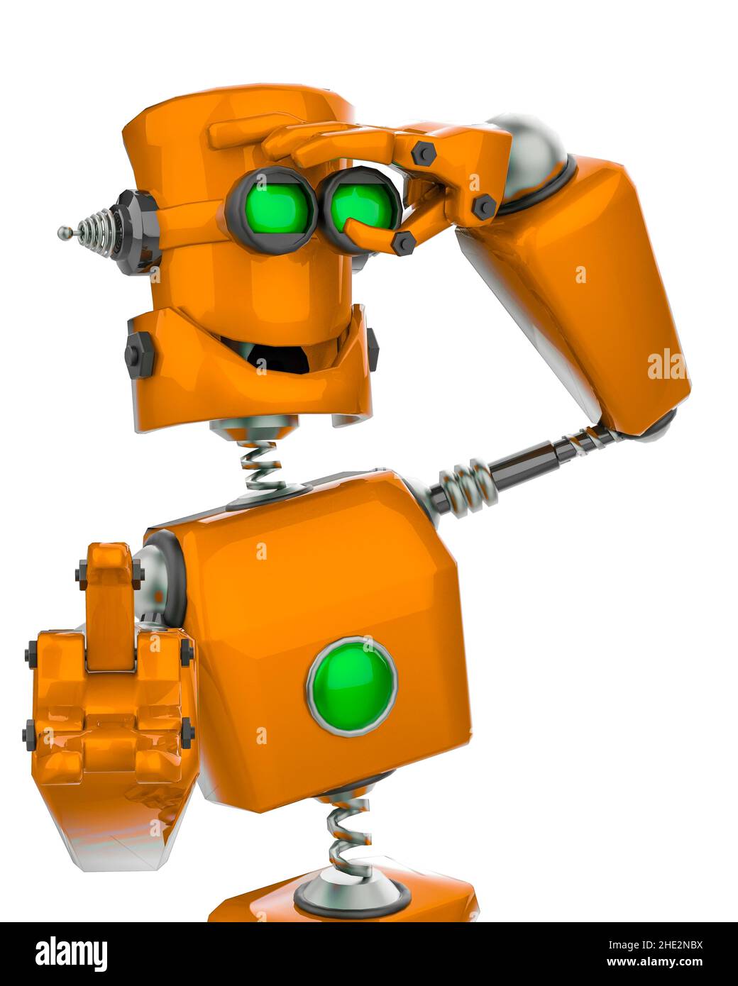 funny robot cartoon in a white background., 3d illustration Stock Photo ...