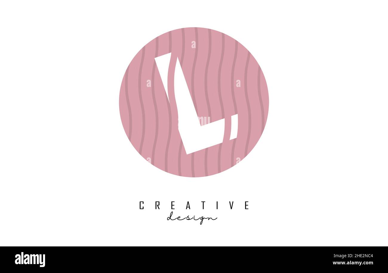 Letter L logo design on a pink pattern background circle. Creative ...