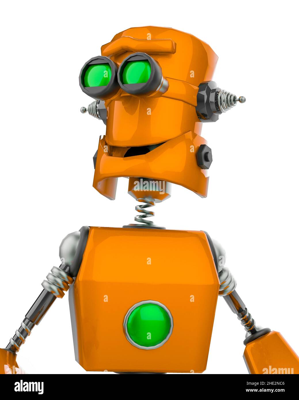 funny robot cartoon smiling potrait in a white background., 3d ...