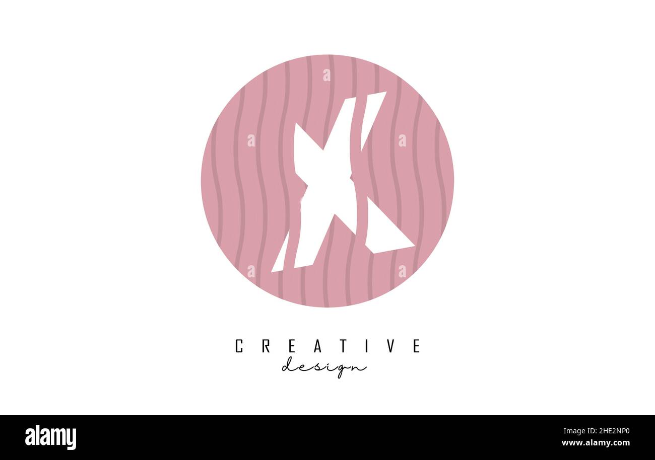 Letter X logo design on a pink pattern background circle. Creative ...