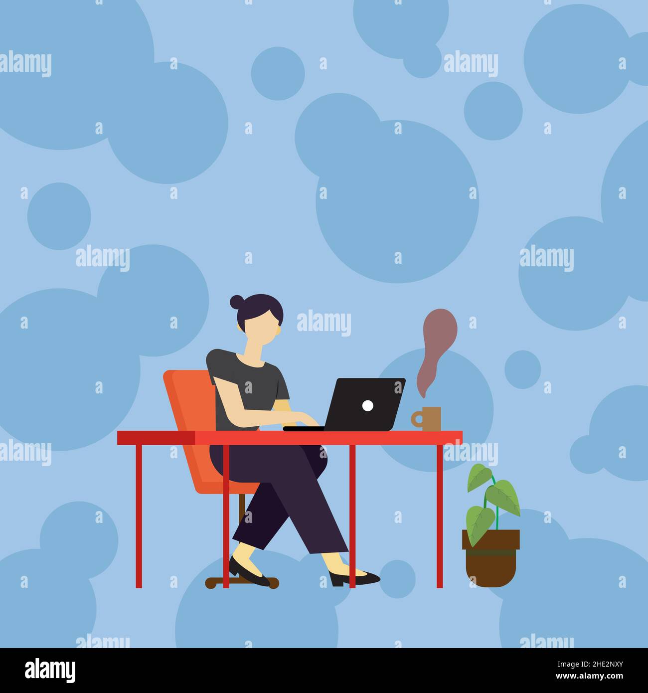 Woman typing computer back view Stock Vector Images - Alamy