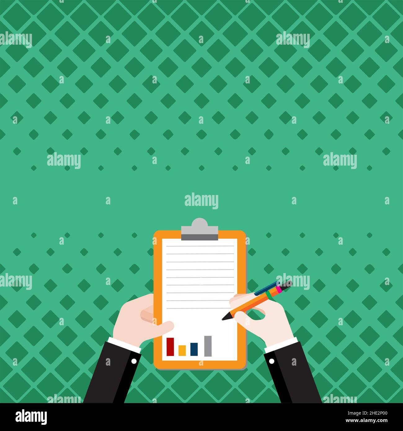 Business Associate Holding Clipboard Documenting Financial Reports With ...