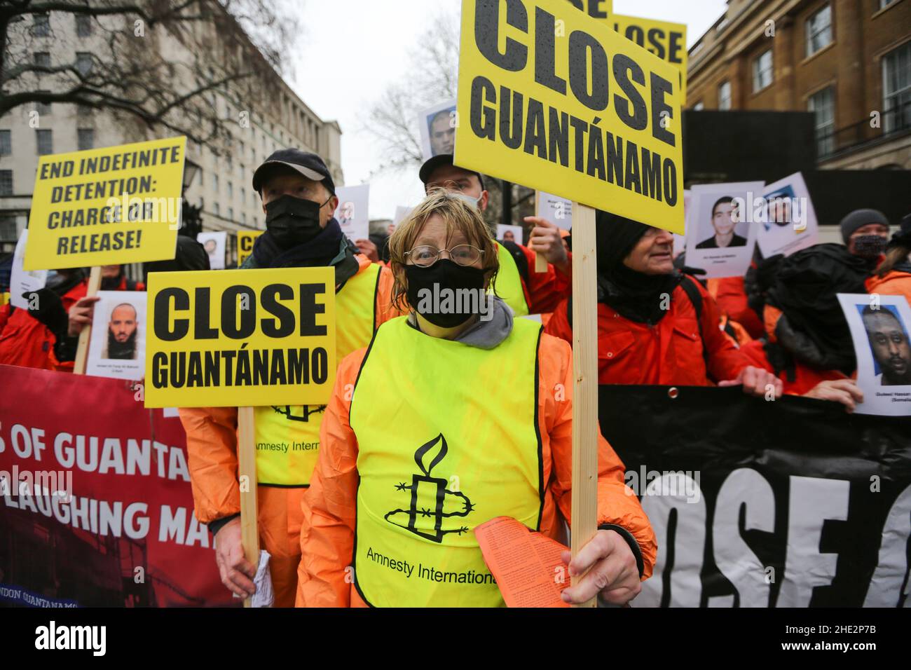 London, England, UK. 8th Jan, 2022. Amnesty International activists ...