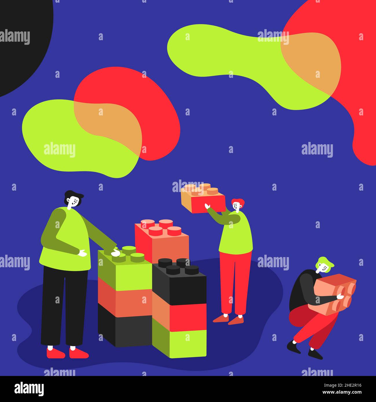 Three Colleagues Having Meeting Displaying Cube Representing Teamwork ...