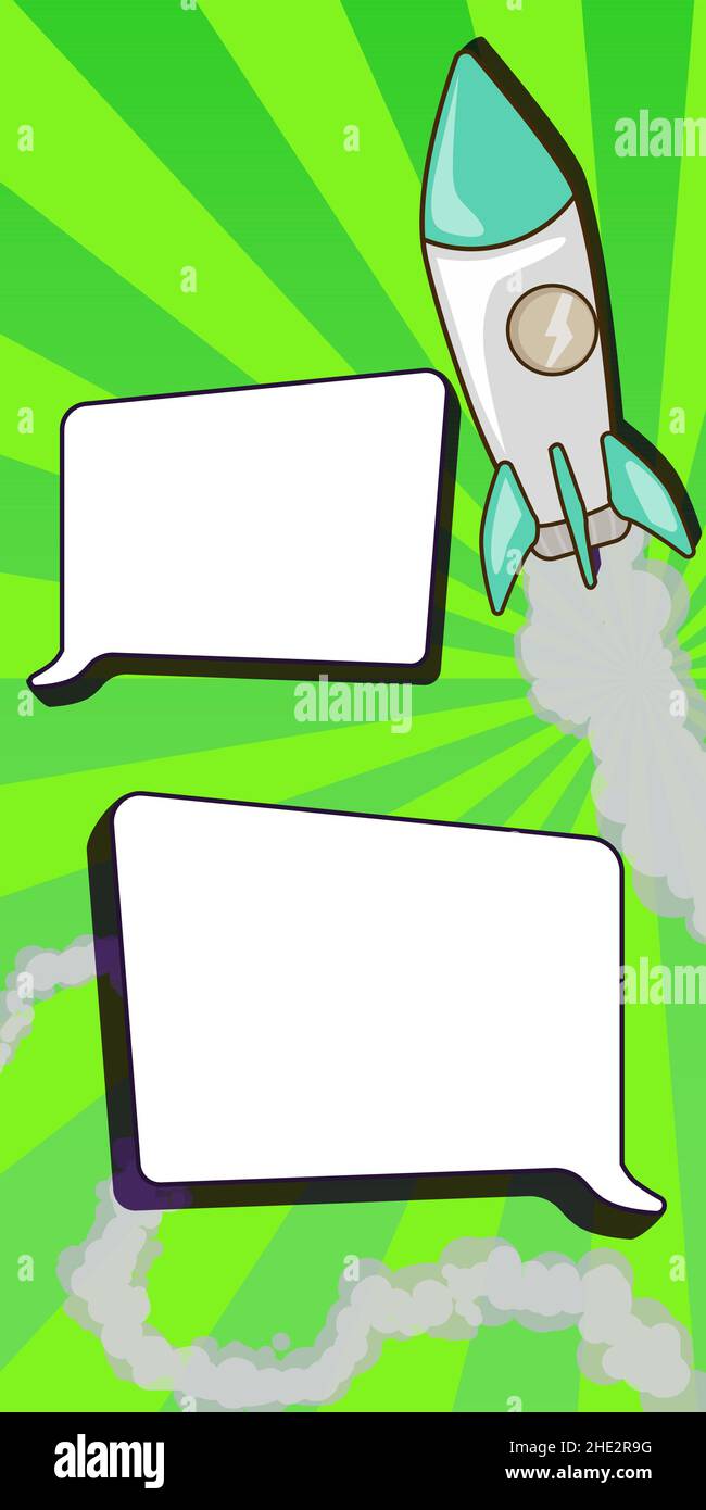 Rocket Ship Launching Fast Straight Up To The Outer Space. Spaceship ...