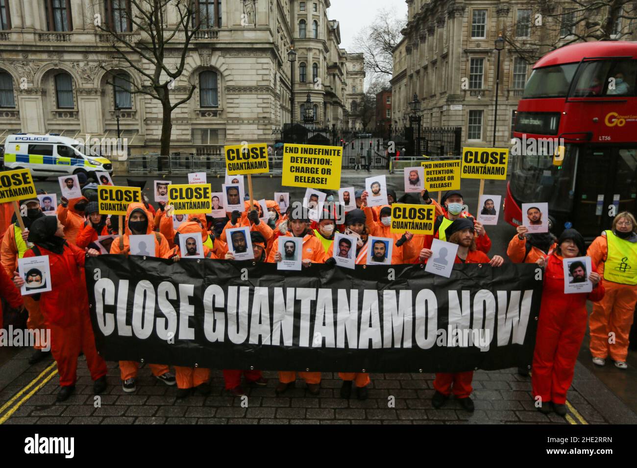 London, England, UK. 8th Jan, 2022. Amnesty International activists ...