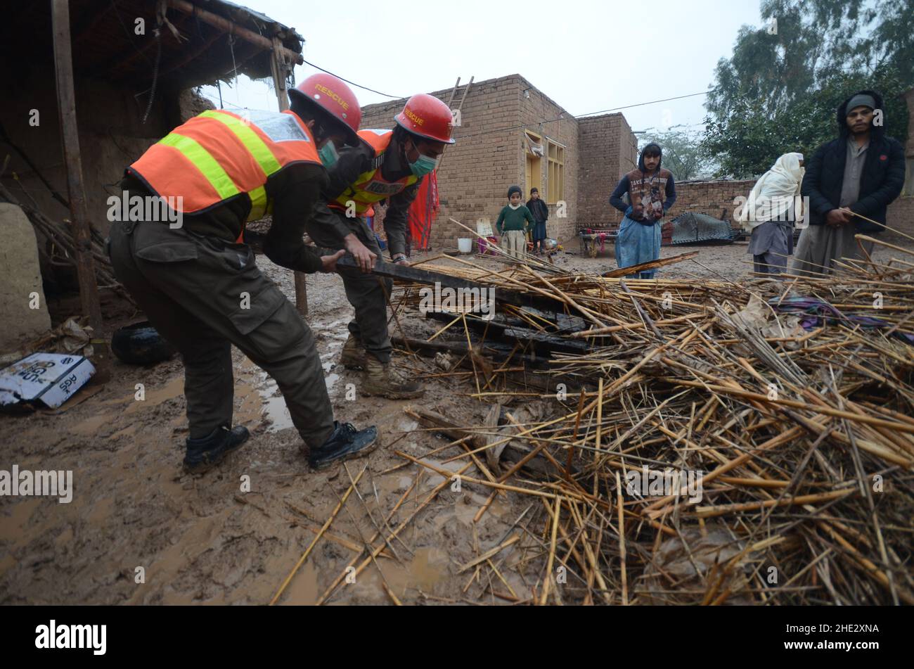 Peshawar, Pakistan. 7th Jan, 2022. The roof of a room of a house near ...