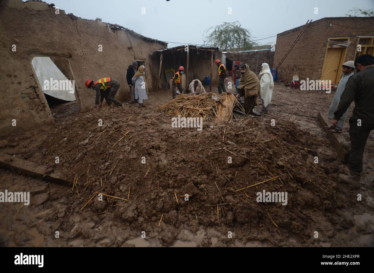 Peshawar, Pakistan. 7th Jan, 2022. The roof of a room of a house near ...