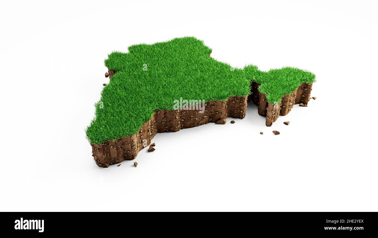 A 3d render of India Map with green Grass on isolated white background ...