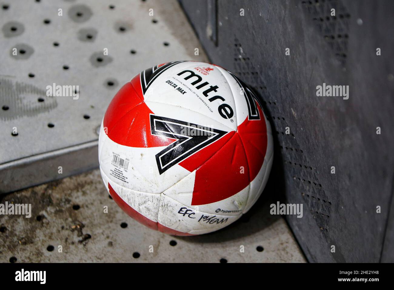 The Mitre Delta match ball with Emirates FA Cup branding Stock Photo ...