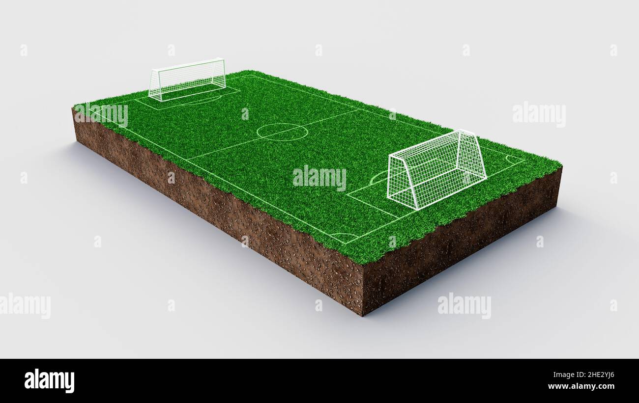 A 3d render of soccer stadium field on isolated white background Stock ...
