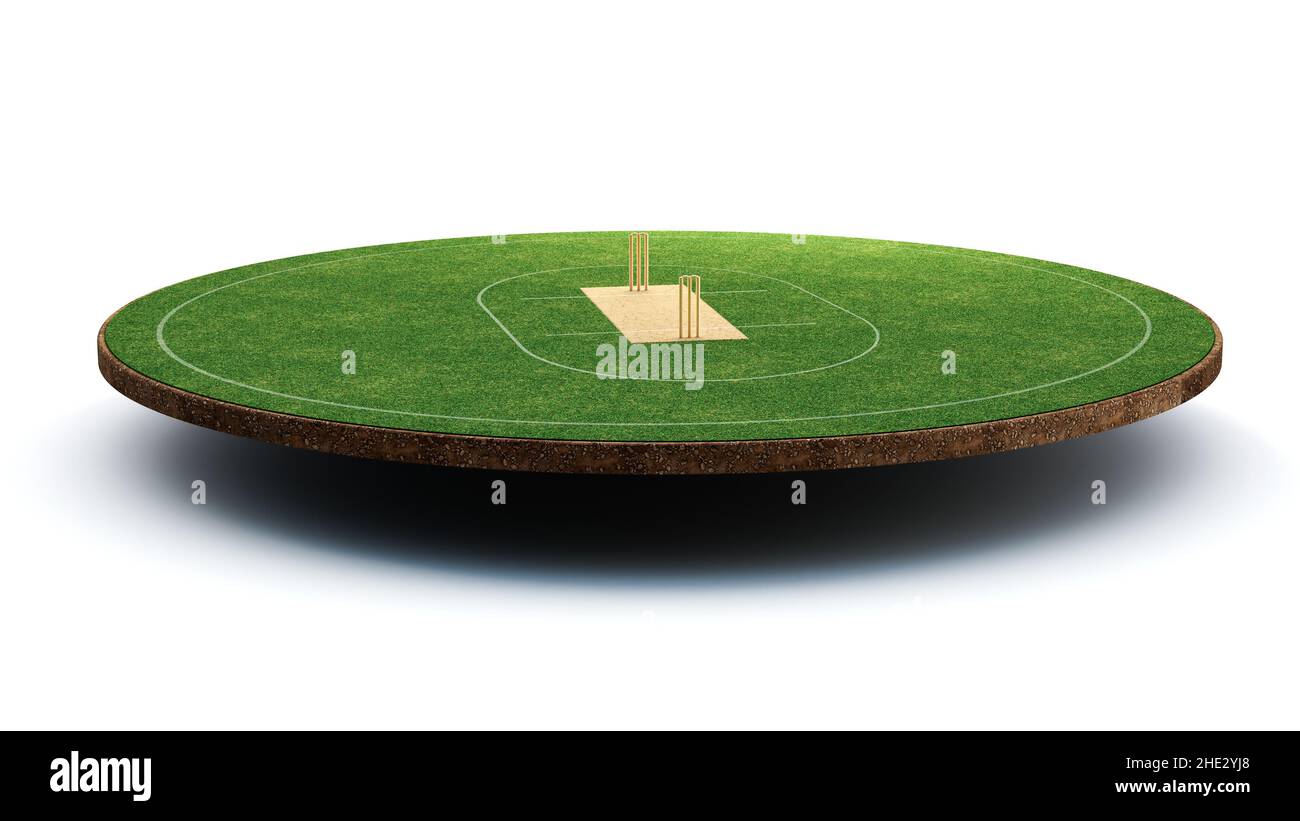 A 3d render of Cricket Stadium on cricket pitch or ball sport game ...