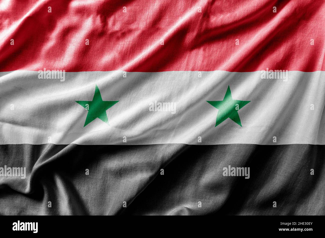 Waving detailed national country flag of Syria Stock Photo - Alamy