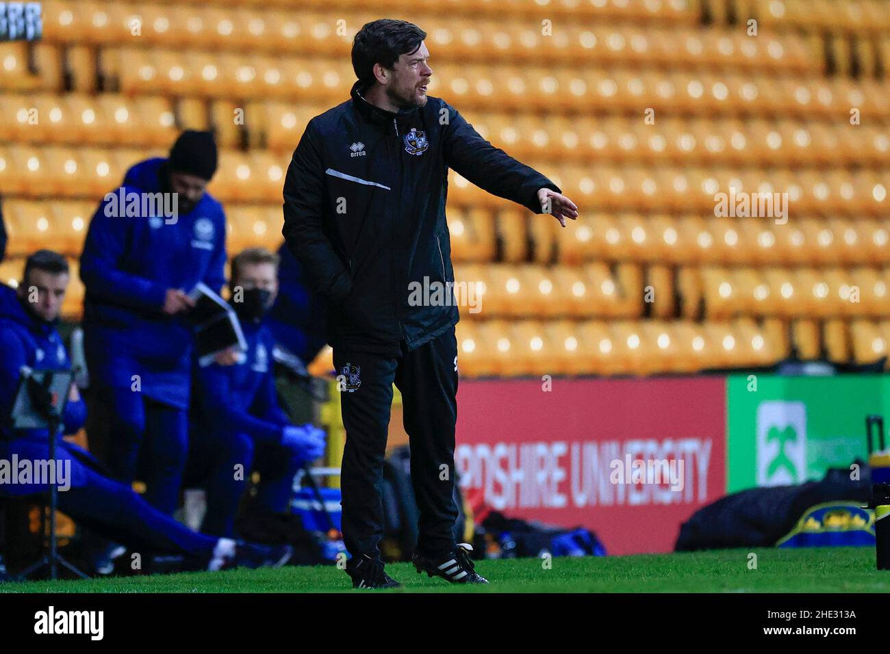 Darrell Clarke the Port Vale manager on the sidelines during the game ...