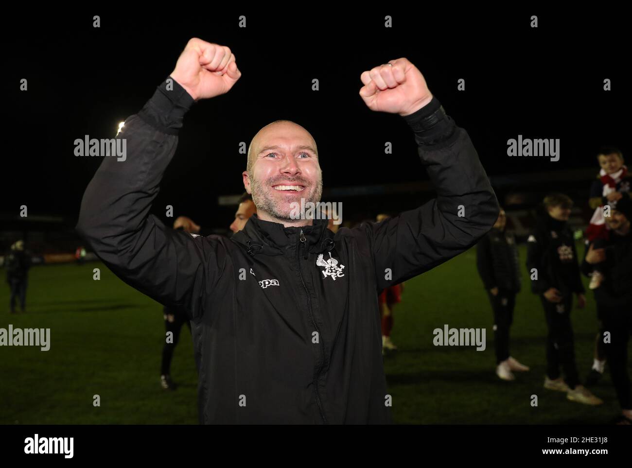 Kidderminster Harriers' manager Russ Penn celebrates after the Emirates ...