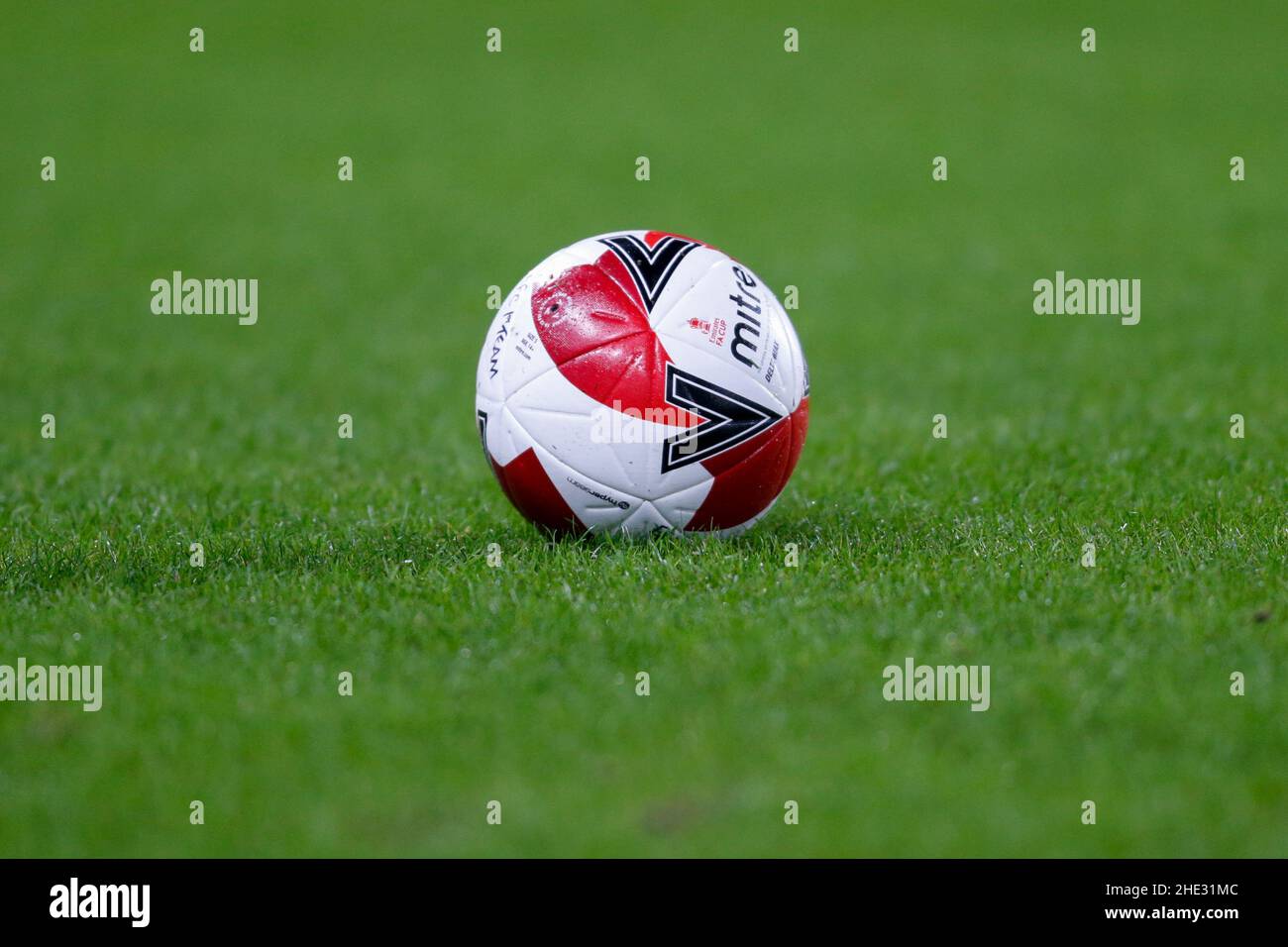 The Mitre Delta match ball with Emirates FA Cup branding Stock Photo ...