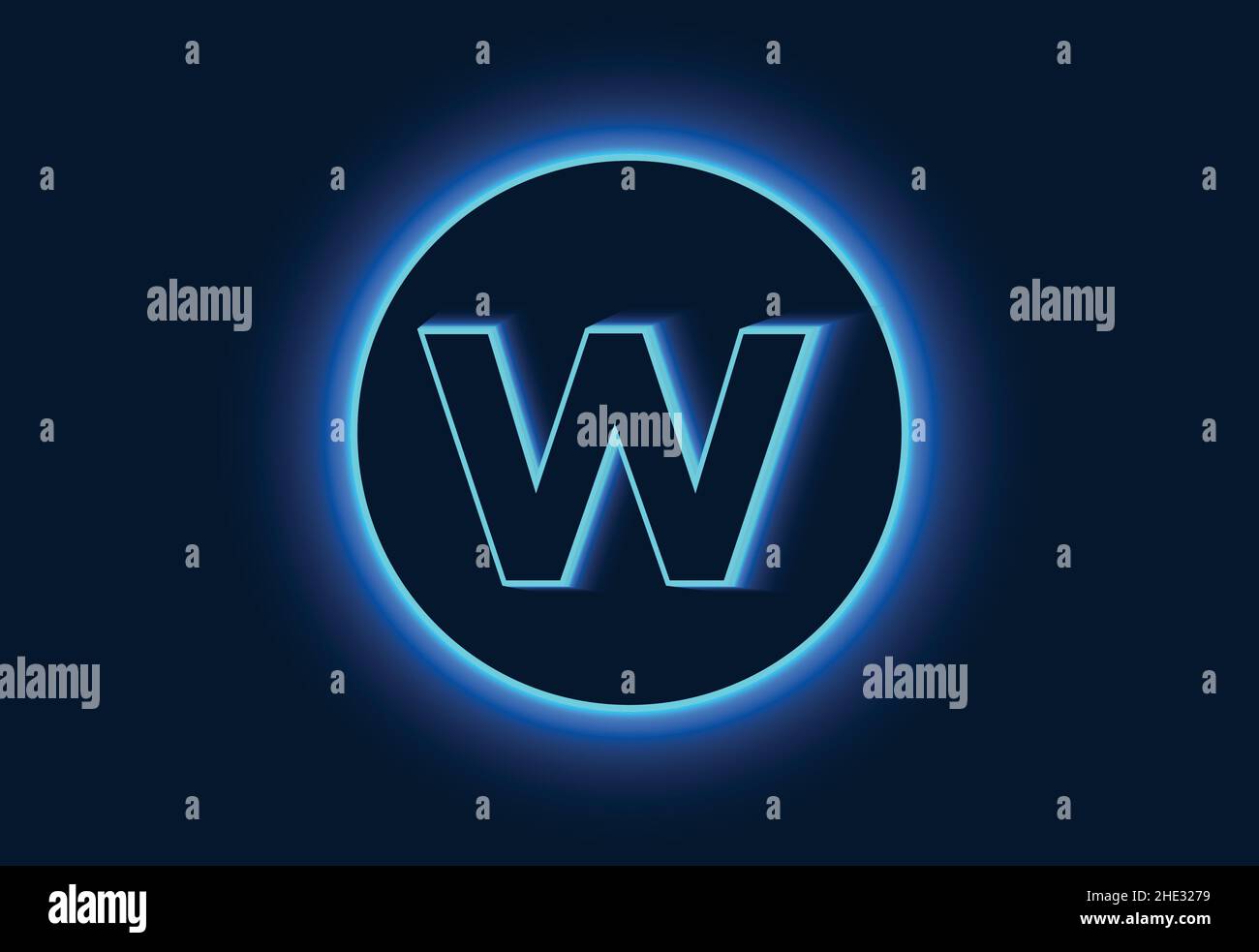 Initial W monogram alphabet in a neon circle Stock Vector Image & Art ...