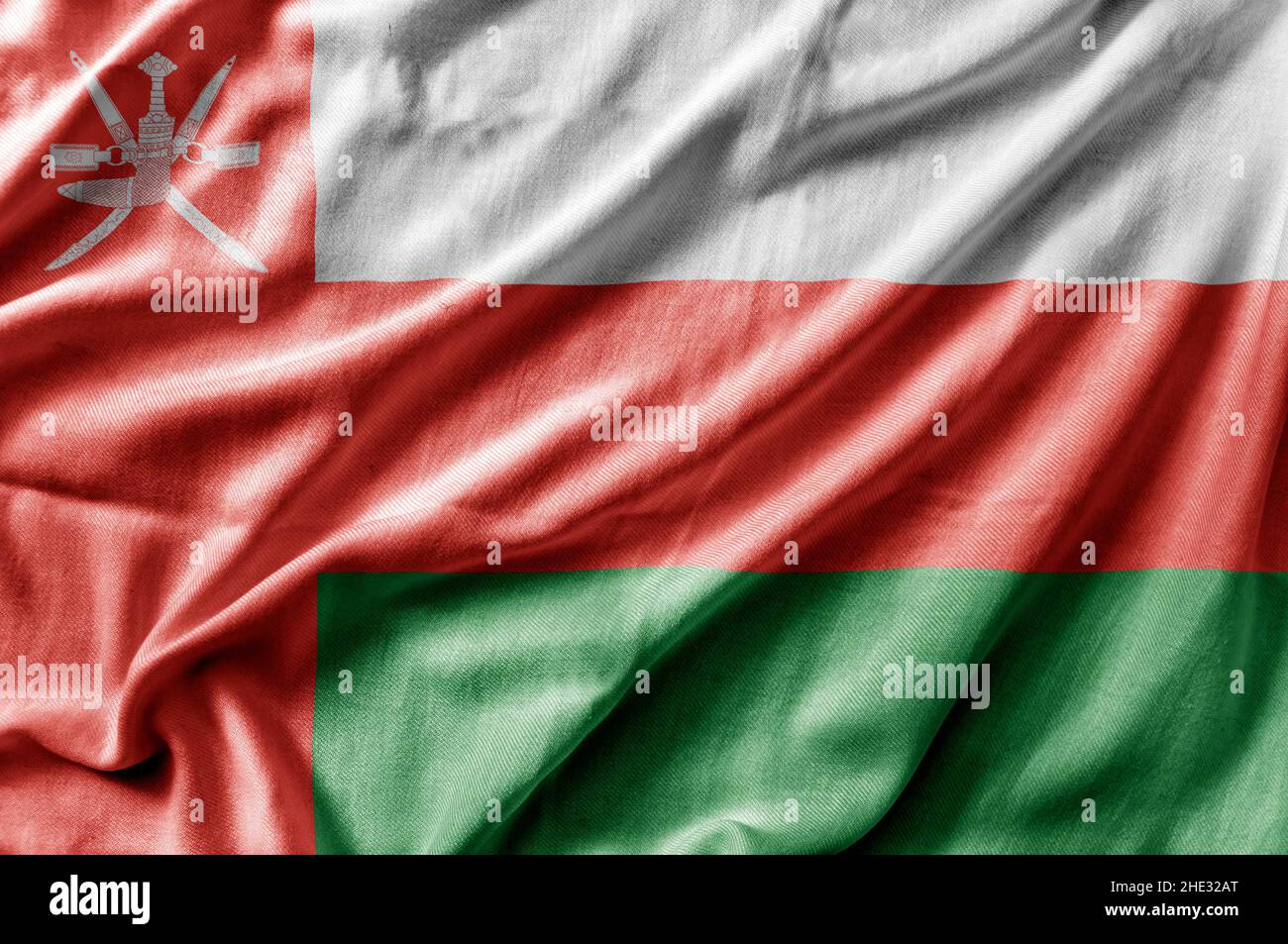 Waving detailed national country flag of Oman Stock Photo - Alamy