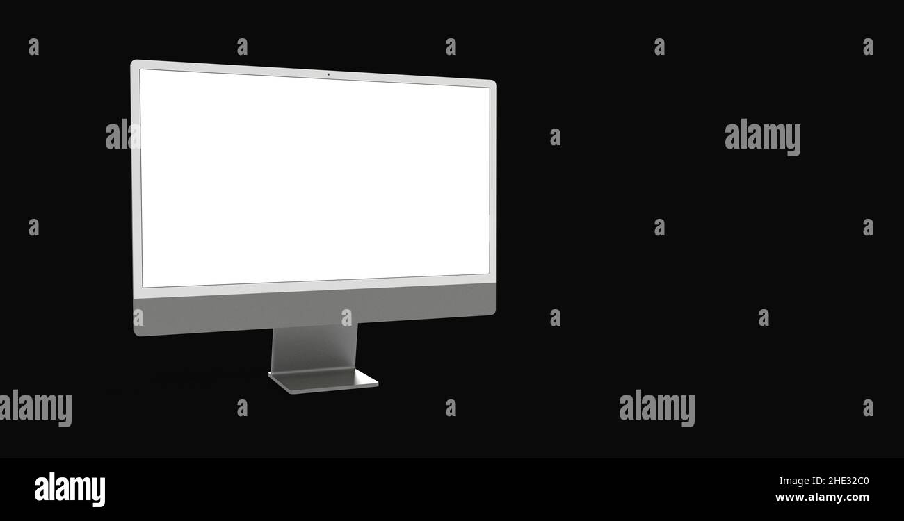 A 3d rendering of a yellow gold Computer Monitor isolated on a black ...