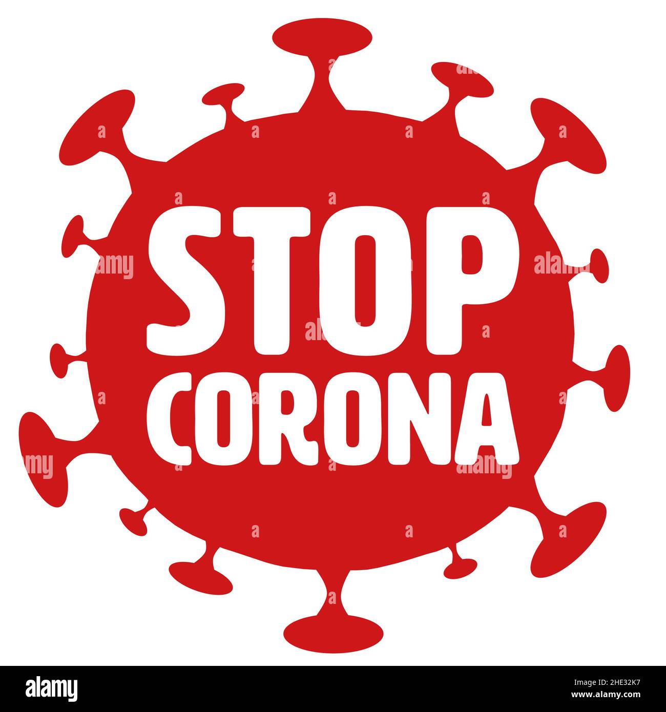 Red sign stop corona virus pandemic sticker Stock Photo - Alamy