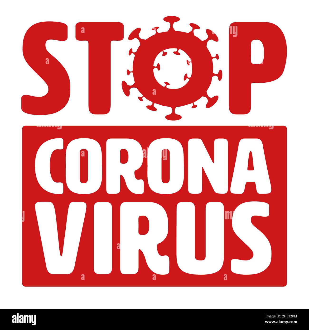 Red sign stop corona virus pandemic typo sticker Stock Photo - Alamy