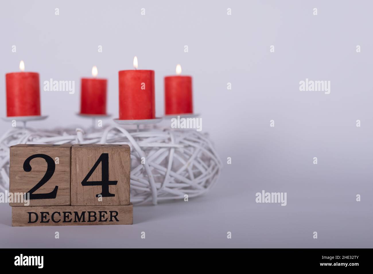 Decorative holiday greeting card background with a 24th December sign ...