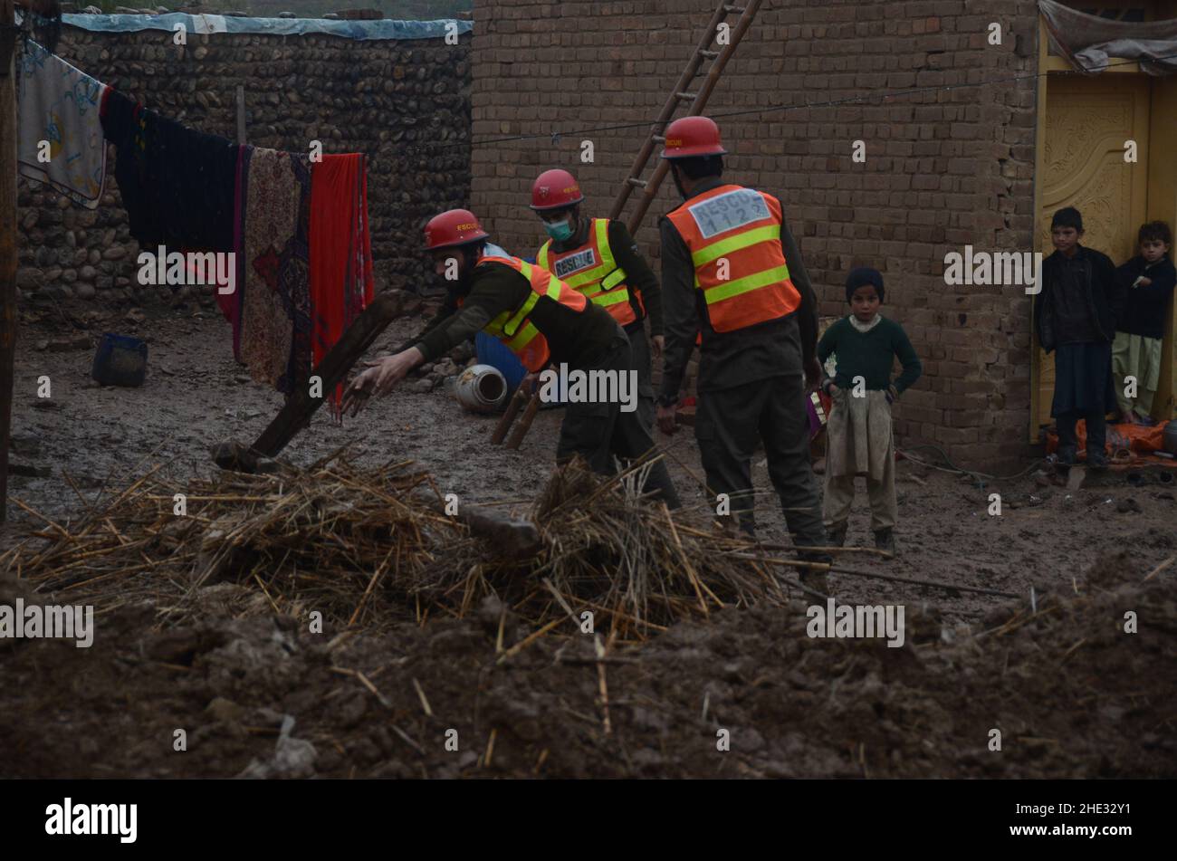 Peshawar, Pakistan. 7th Jan, 2022. The roof of a room of a house near ...