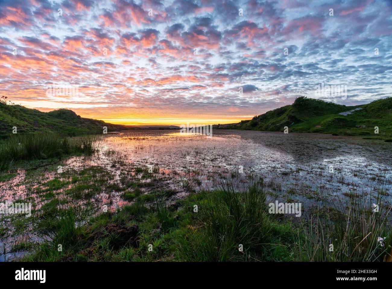 Bodmin moor sunset with mackerel sky cornwall england uk Stock Photo ...
