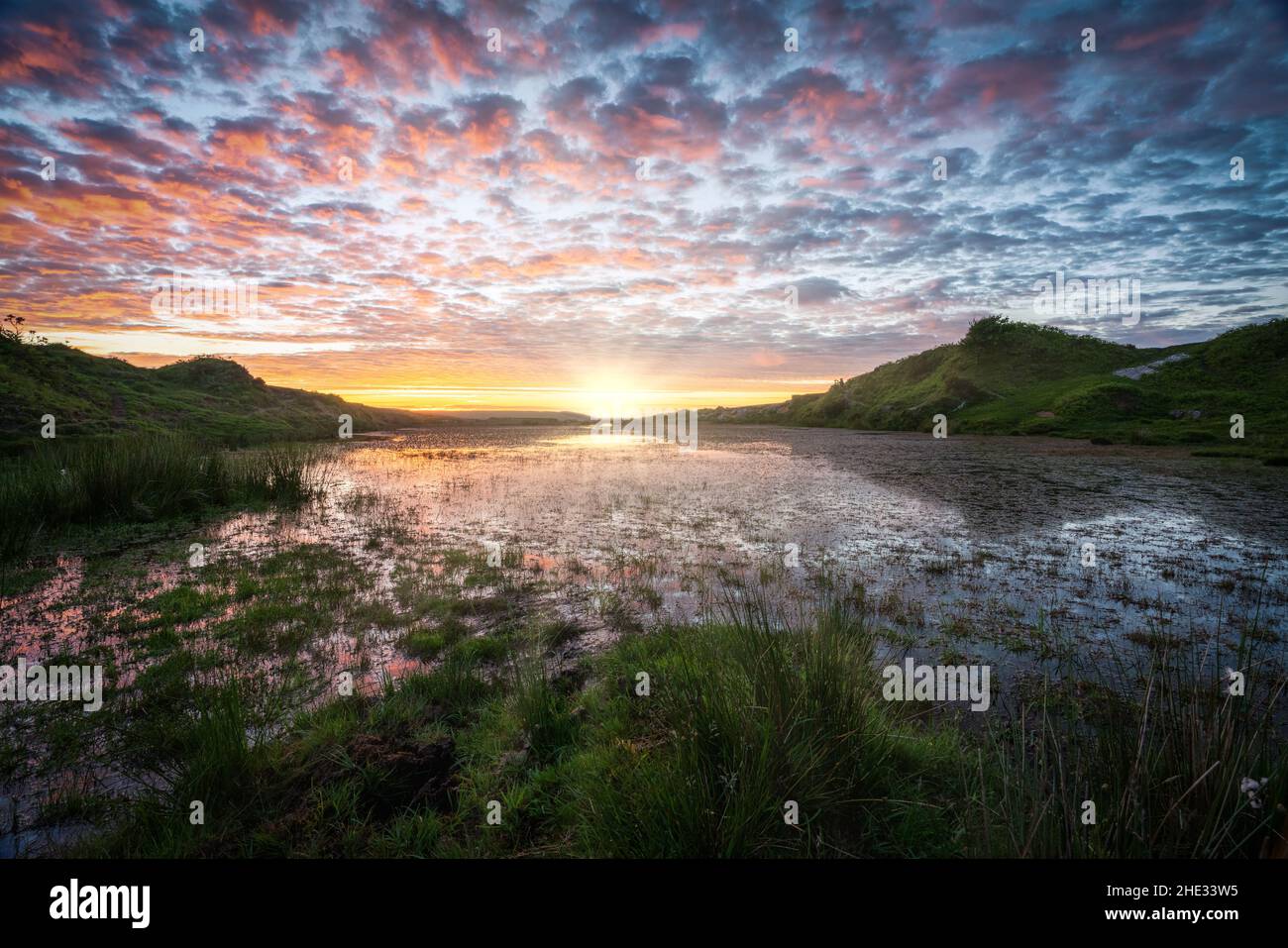 Bodmin moor sunset with mackerel sky cornwall england uk Stock Photo ...