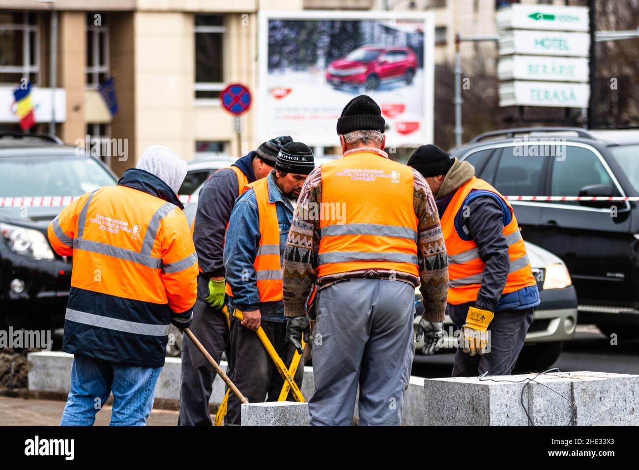 Construction workers in Bucharest, Romania, 2021 Stock Photo - Alamy