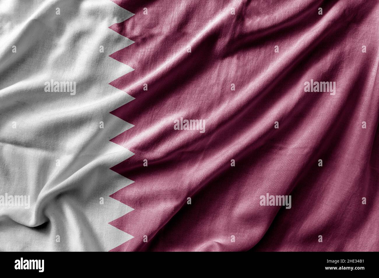 Waving detailed national country flag of Qatar Stock Photo - Alamy