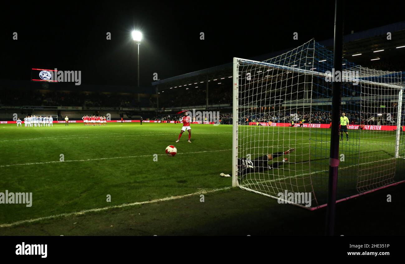 Queens Park Rangers goalkeeper Jordan Archer saves the deciding shot ...