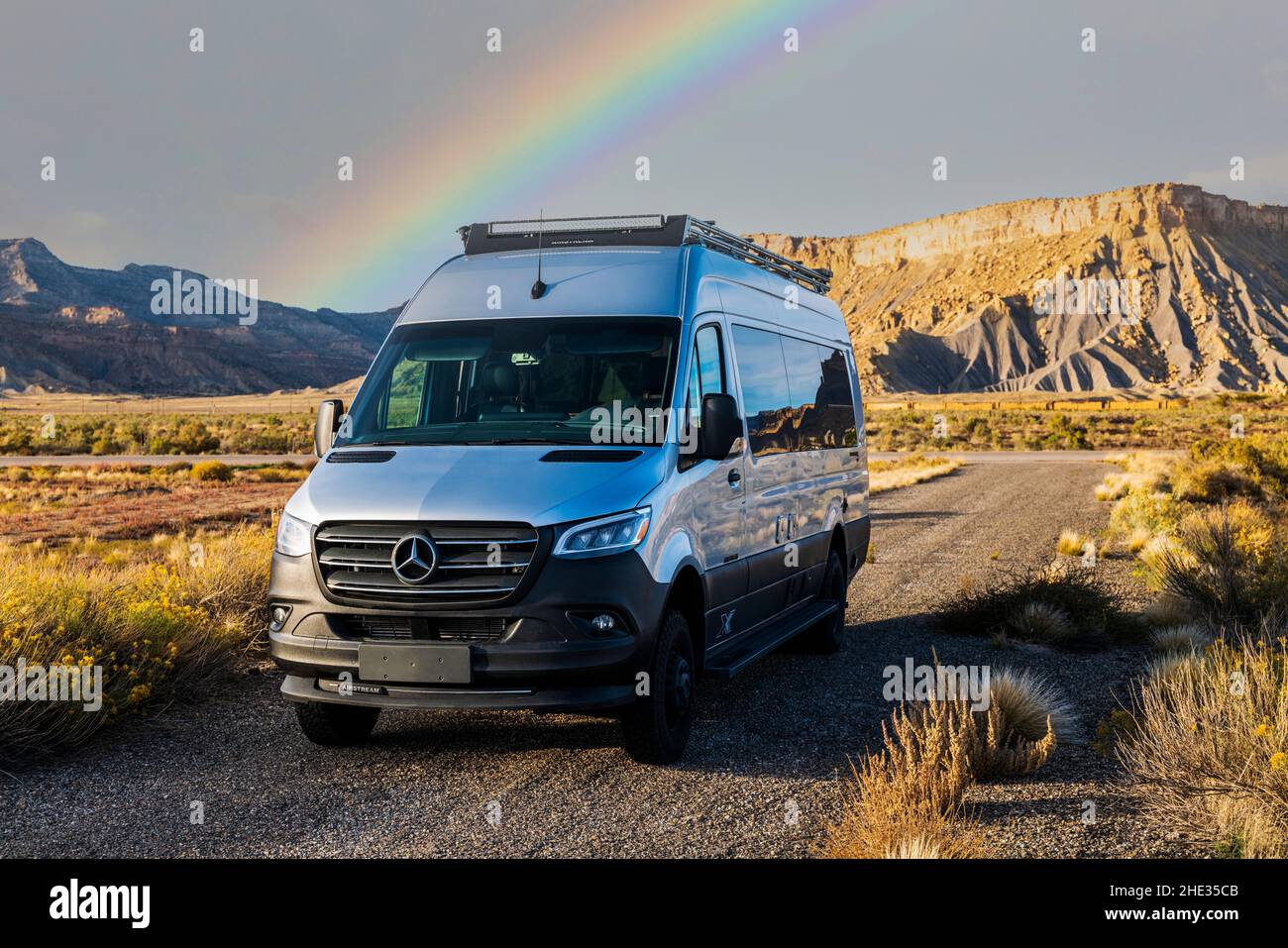 Rainbow; Airstream Interstate 24X 4WD campervan; Thompson Springs; Utah ...