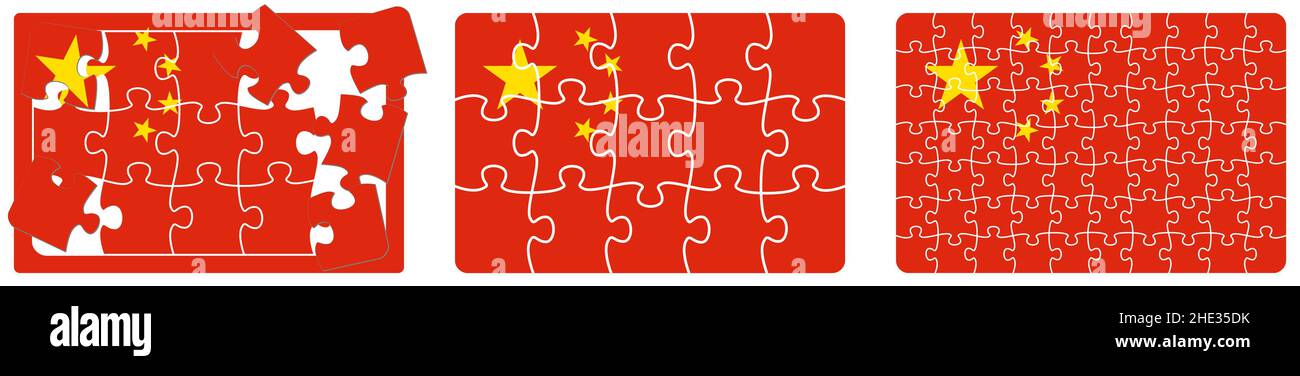 Chinese flag made out of puzzle pieces, different versions Stock Vector ...